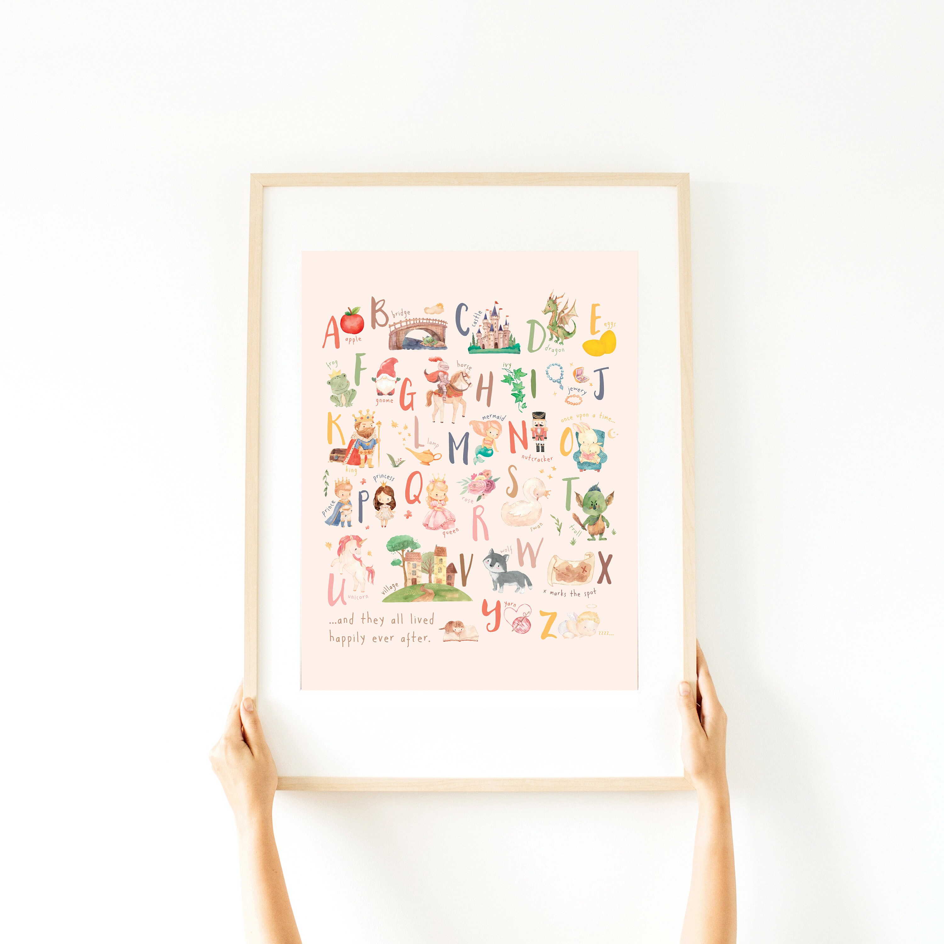 Fairy Tales Alphabets Educational Poster Pastel Watercolor ABC ...