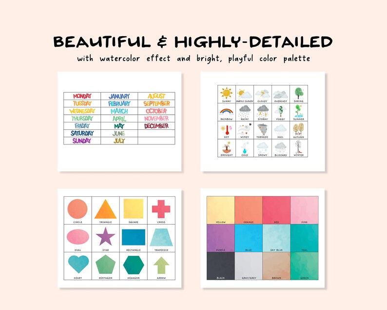 Rainbow Morning Routine Board Educational Print Watercolor Nursery ...