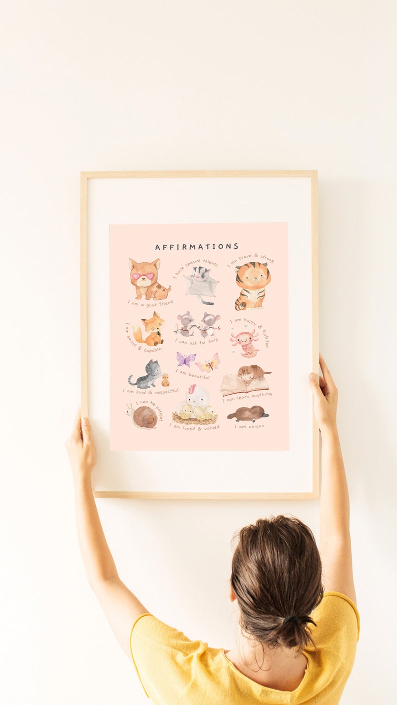 Animal Affirmation Quotes Educational Poster Watercolor Cute Calm ...