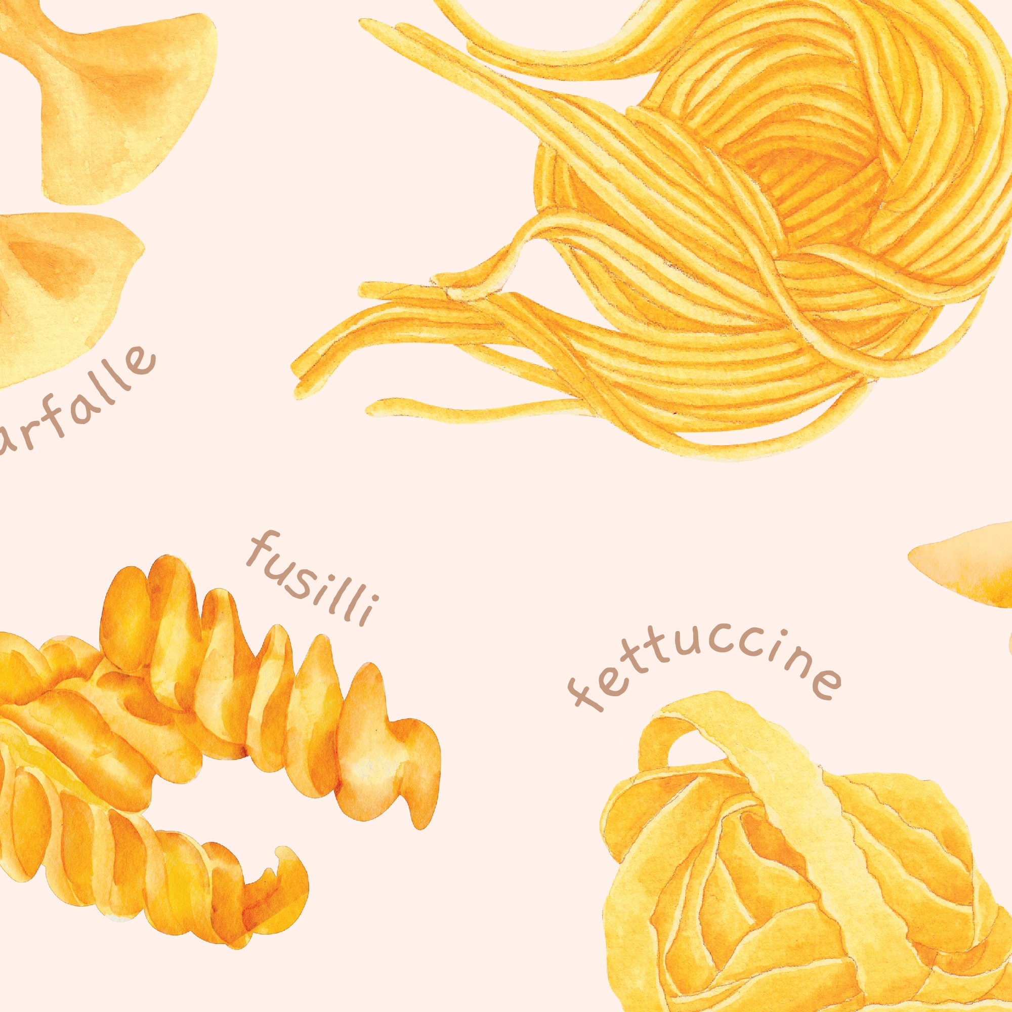 Pasta Types Montessori Educational Poster Printable Watercolor ...