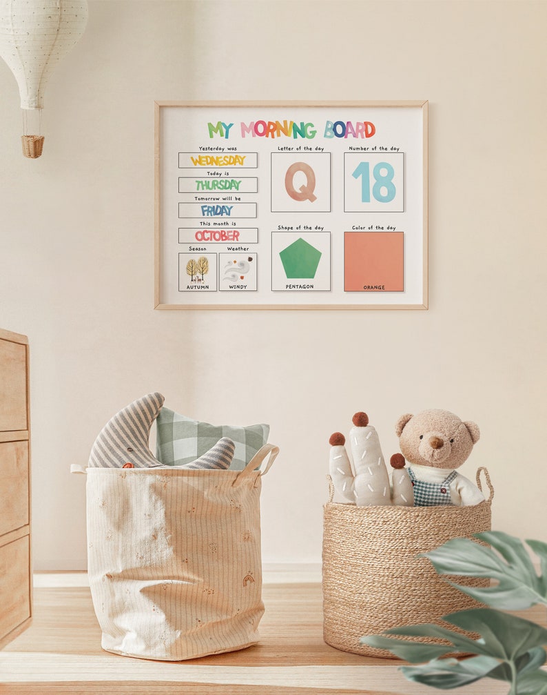 Rainbow Morning Routine Board Educational Print Watercolor Nursery ...