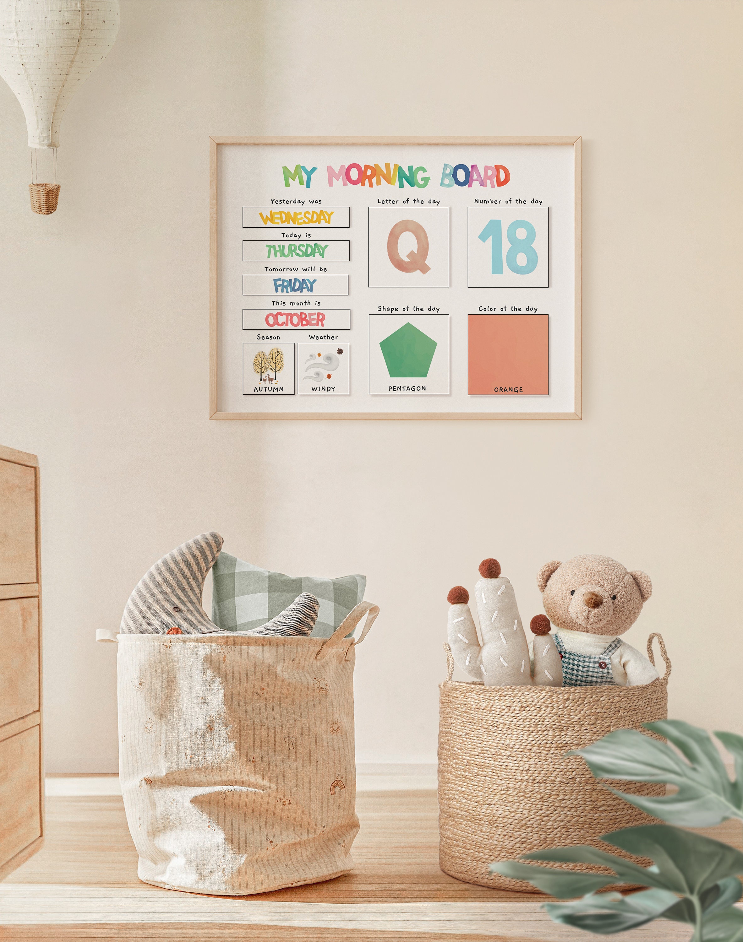 Rainbow Morning Routine Board Educational Print | Watercolor Nursery ...