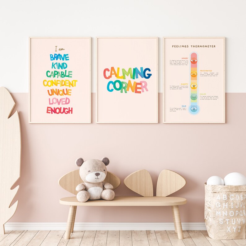 Calm Corner Educational Posters Set of 8 Rainbow Printable Toddler Room ...