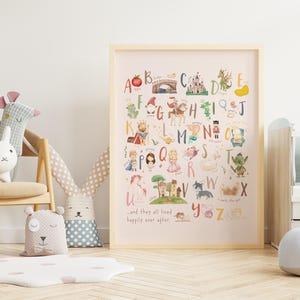 Fairy Tales Alphabets Educational Poster | Pastel Watercolor ABC ...