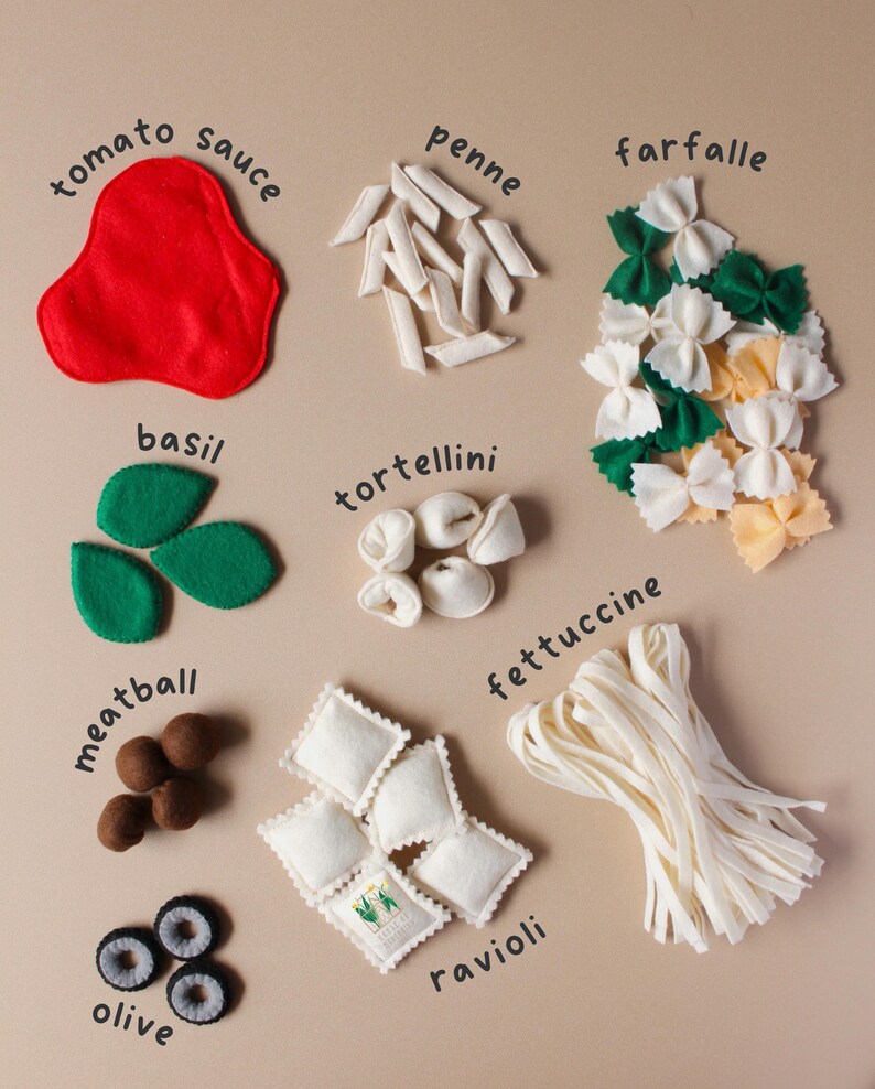 Italian Pasta Felt Pretend Play Food Set | Pasta Tomato Sauce ...