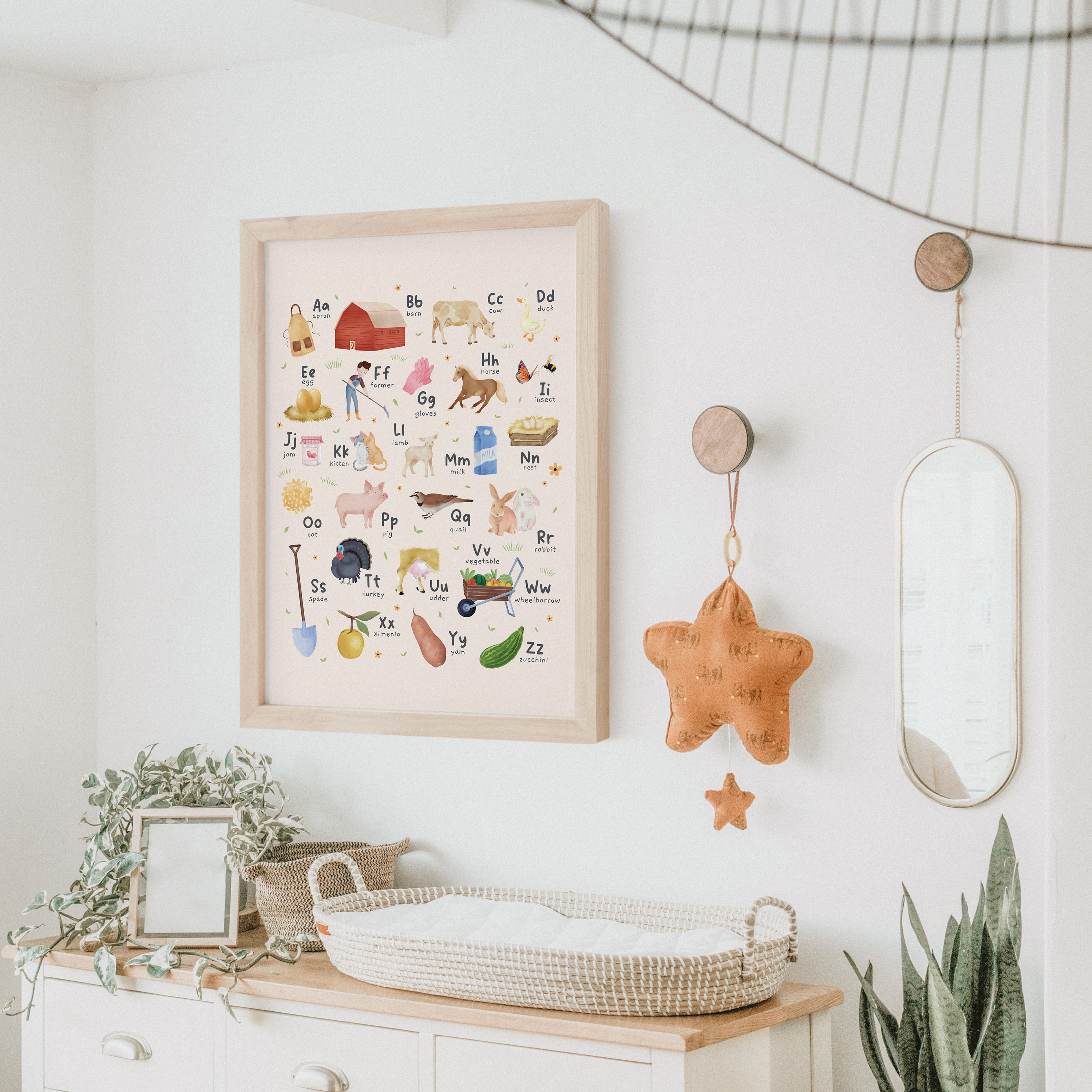 Farm Alphabets Educational Posters Illustrative Farmland ABC Print A-Z ...