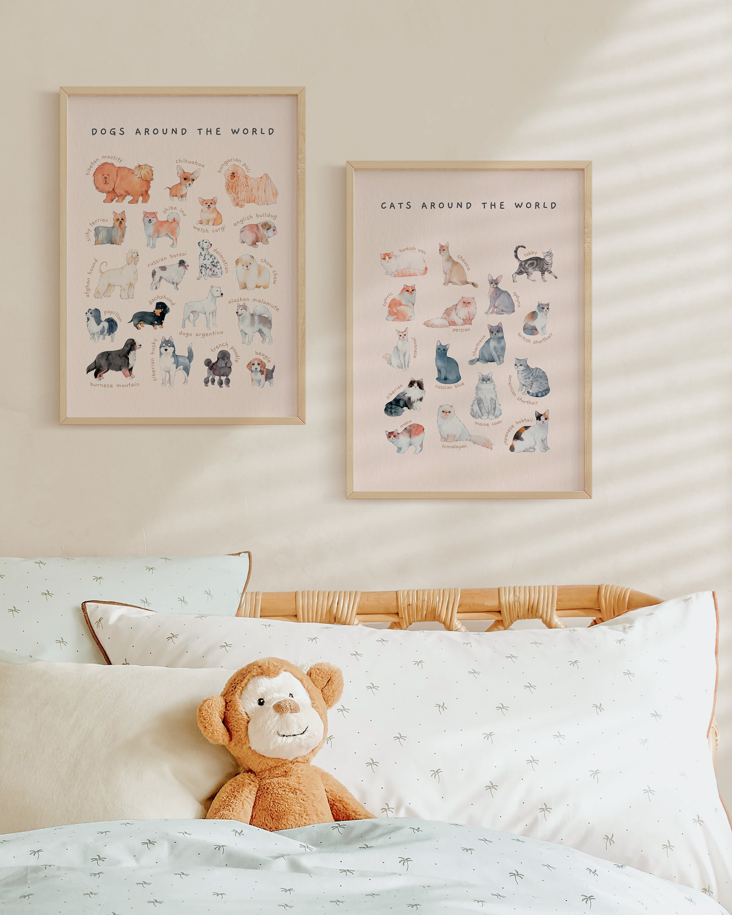 Cat & Dog Breeds Educational Posters Set of 2 Printable Toddler Room ...