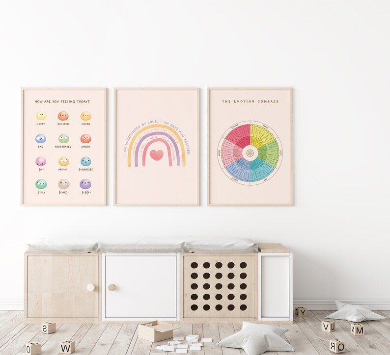 Calm Corner Educational Posters Set of 8 Rainbow Printable Toddler Room ...