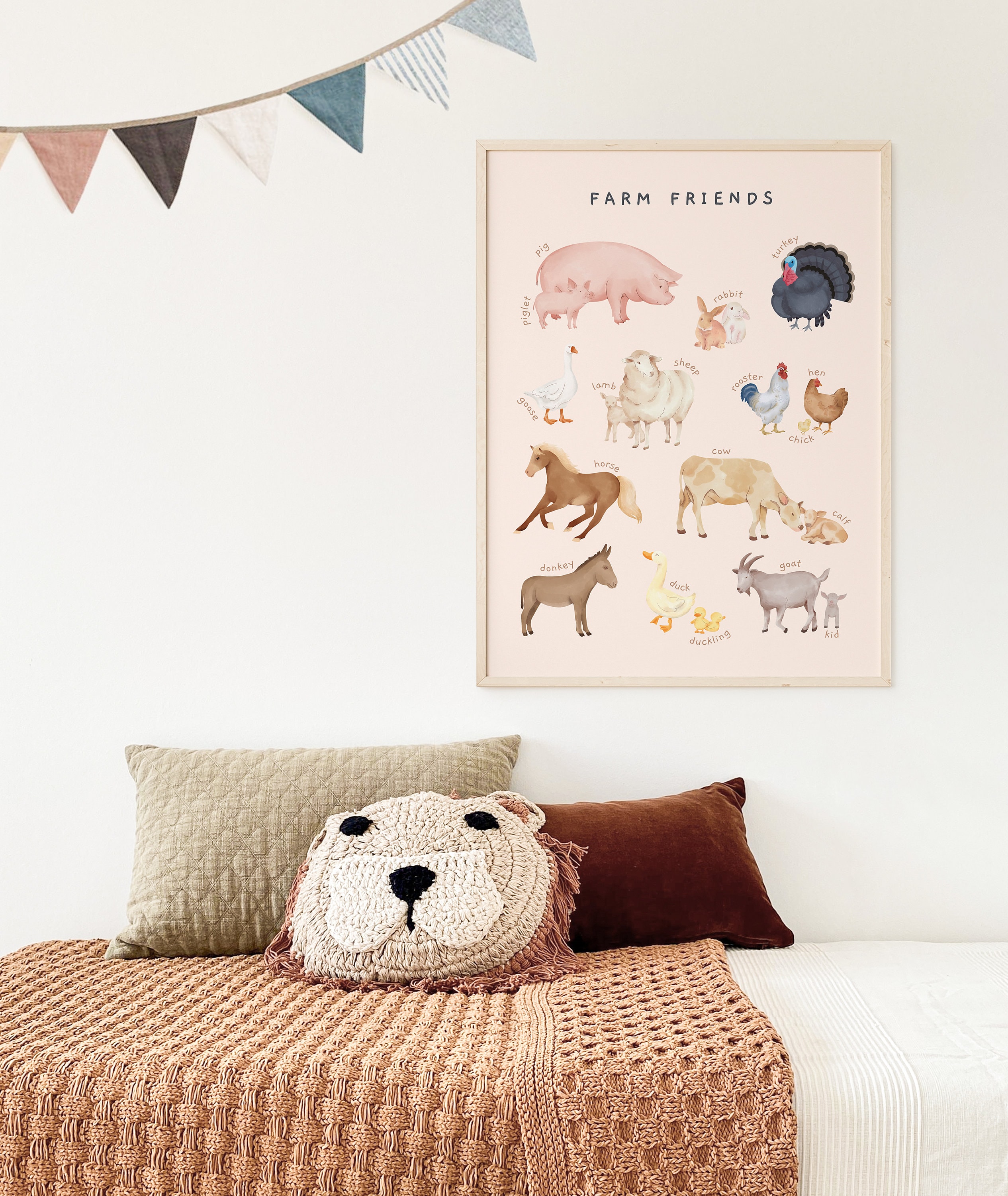 Farm Animals Educational Poster Domesticated Animals Montessori Print ...