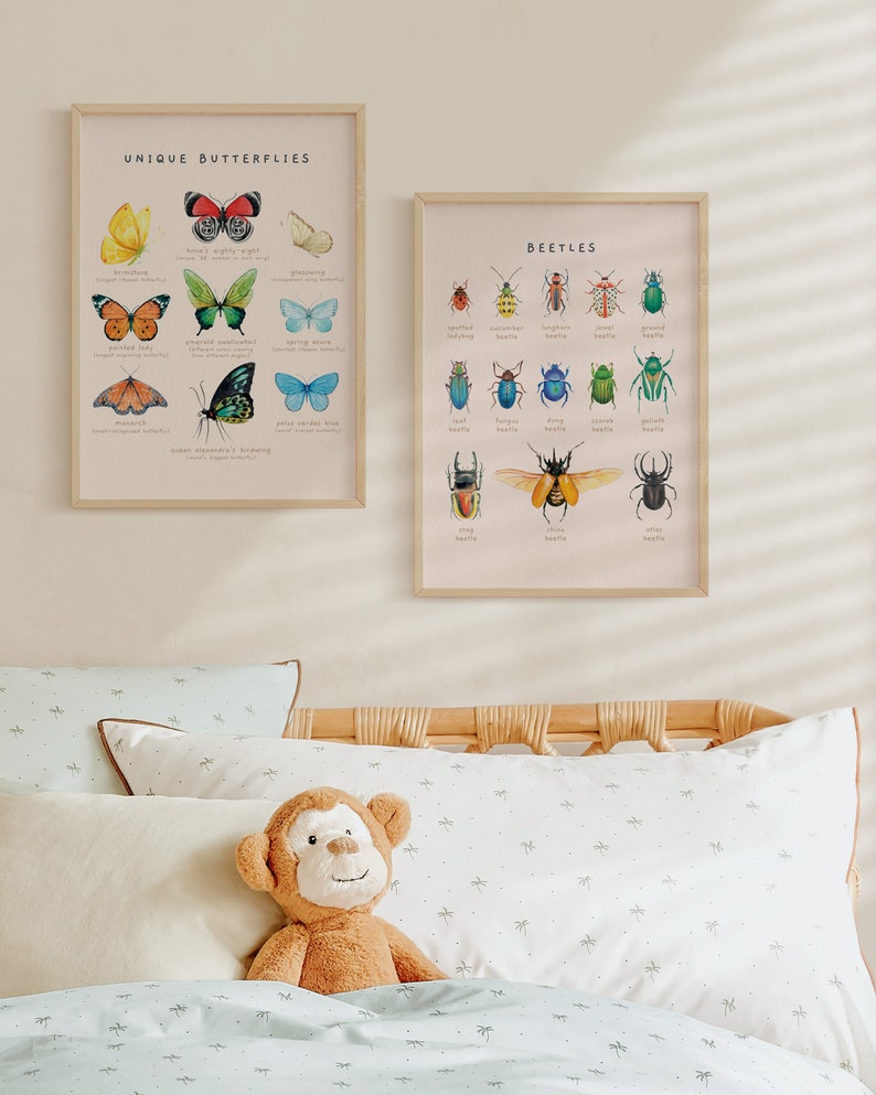 Set of 8 Nature Themed Posters Fruits Veggies Flowers Leaves Beetles ...