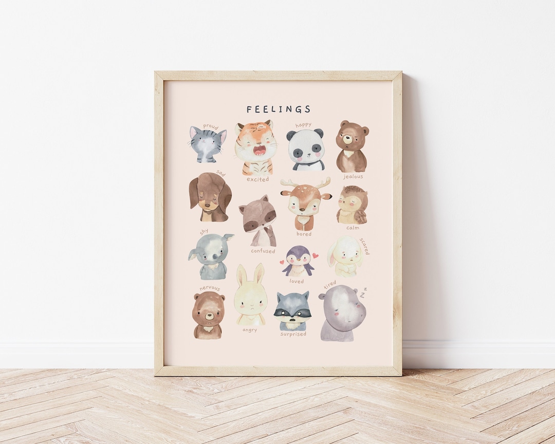 Animal Feelings Chart Poster: Watercolor Educational Art (digital ...