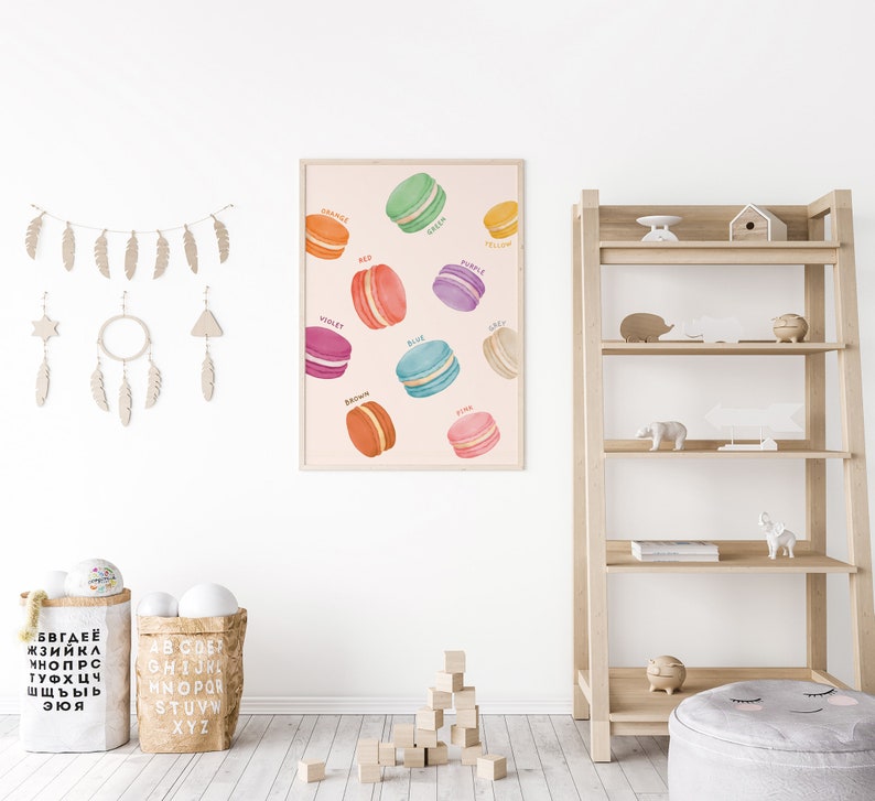 Macarons Color Learning Poster: Watercolor Rainbow Print (digital ...
