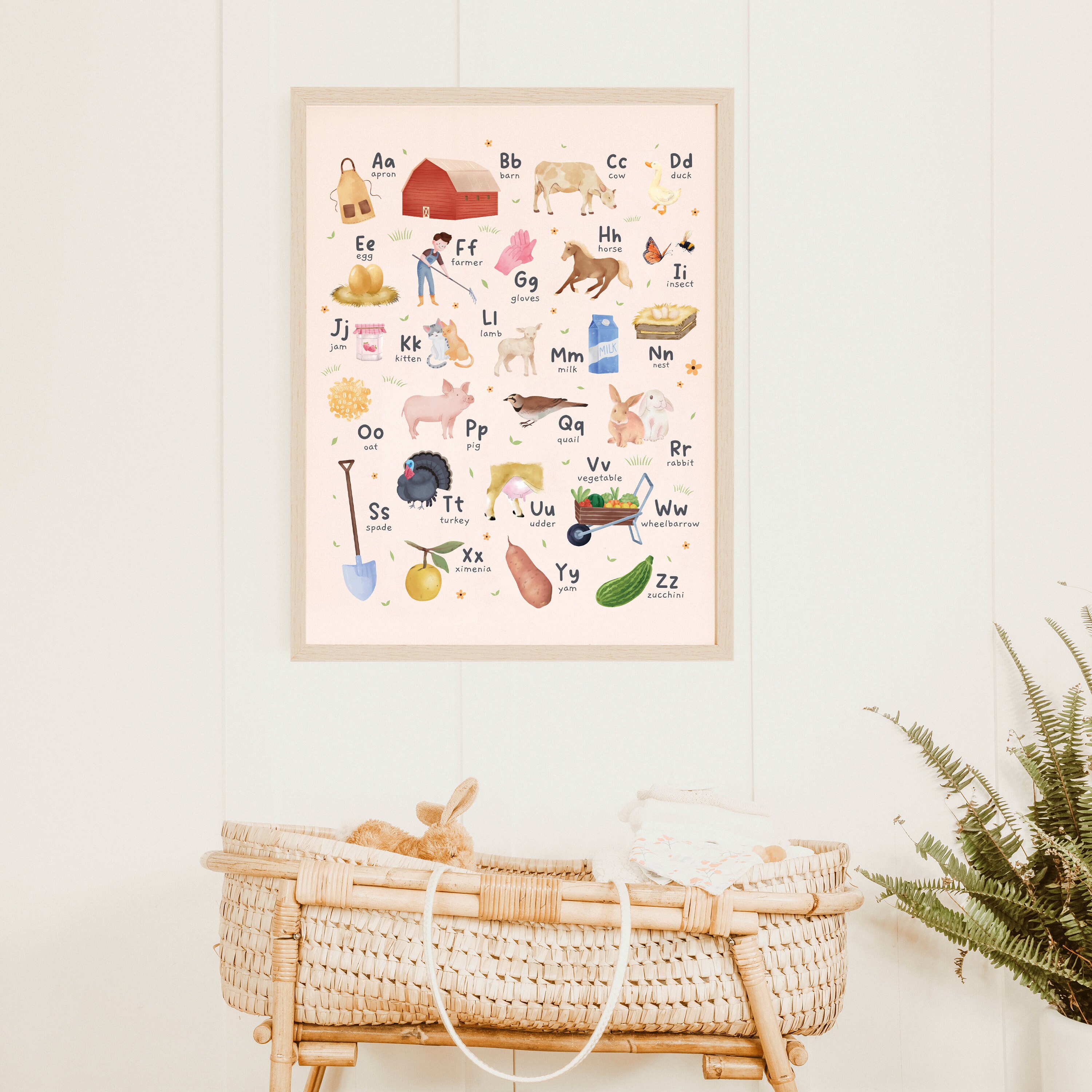 Farm Alphabets Educational Posters Illustrative Farmland ABC Print A-Z ...