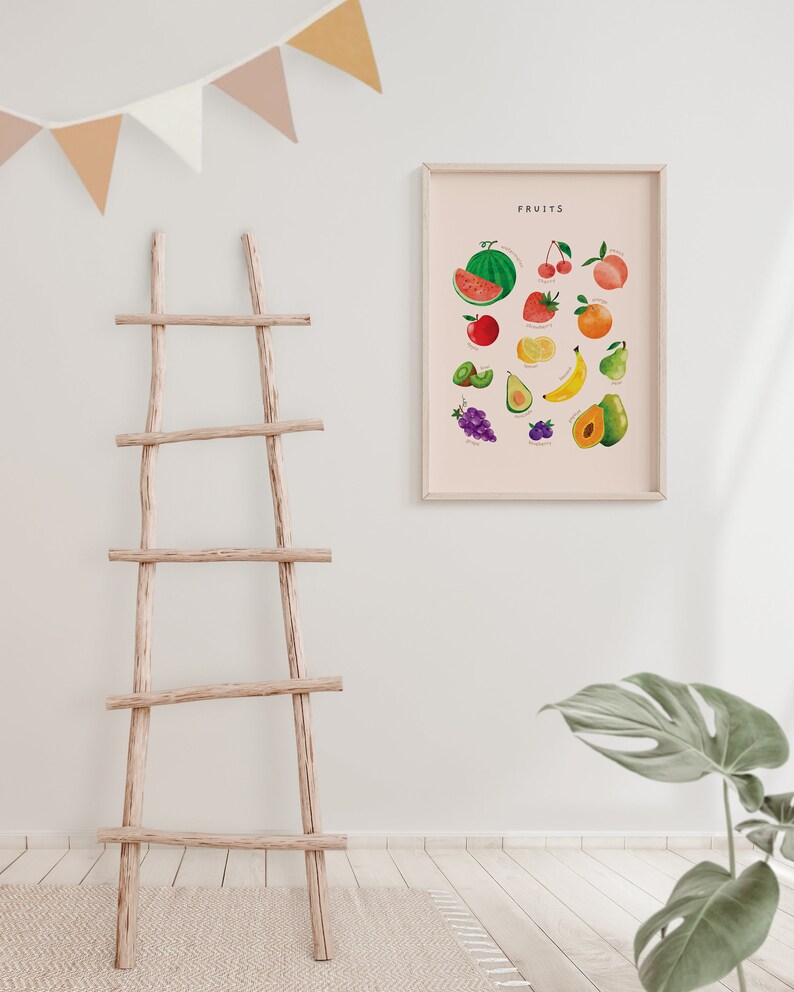 Fruits Homeschool Educational Posters | Printable Watercolor Montessori ...