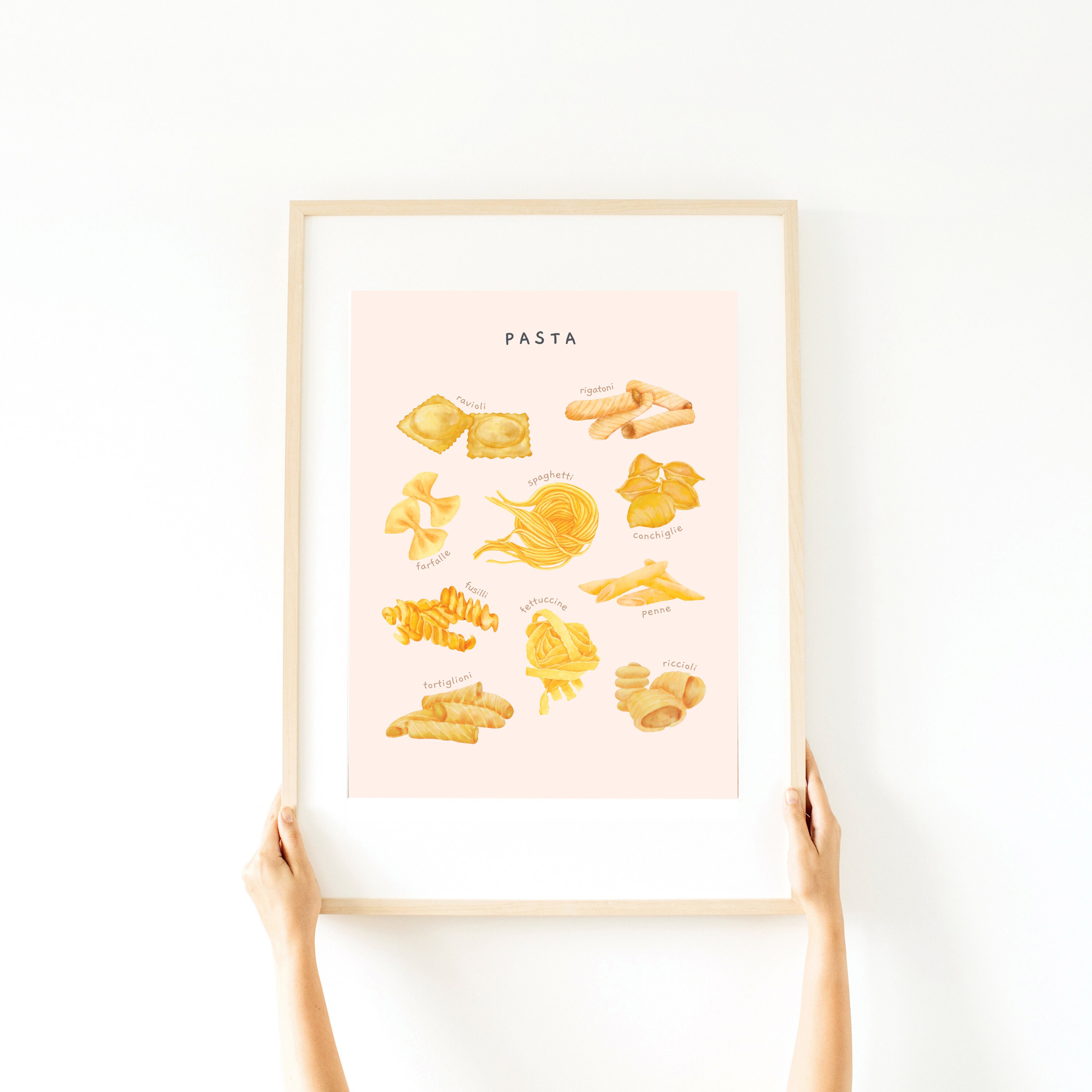 Pasta Types Montessori Educational Poster Printable Watercolor ...