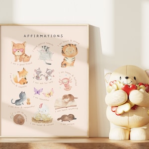 Animal Affirmation Quotes Educational Poster | Watercolor Cute Calm ...