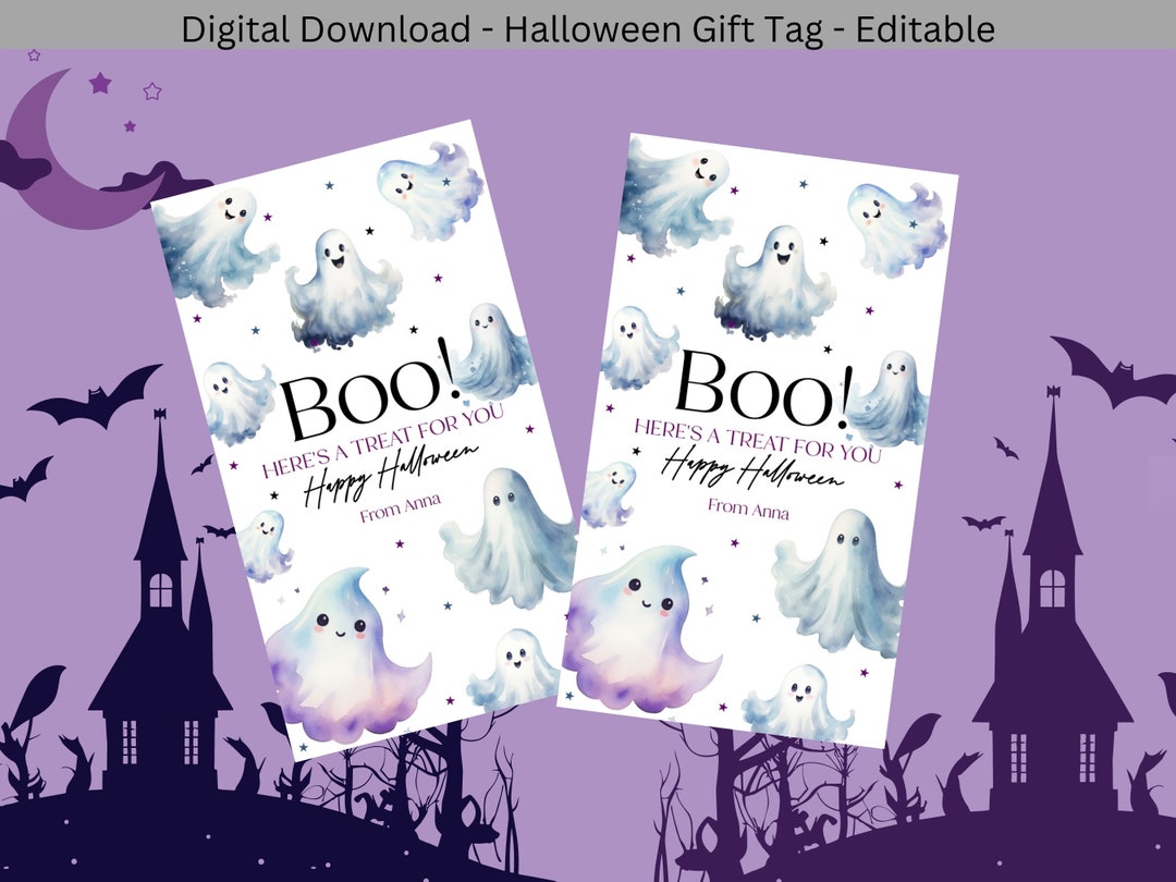 Halloween Gift Tag Printable Digital Download, Halloween Treat Tag ...