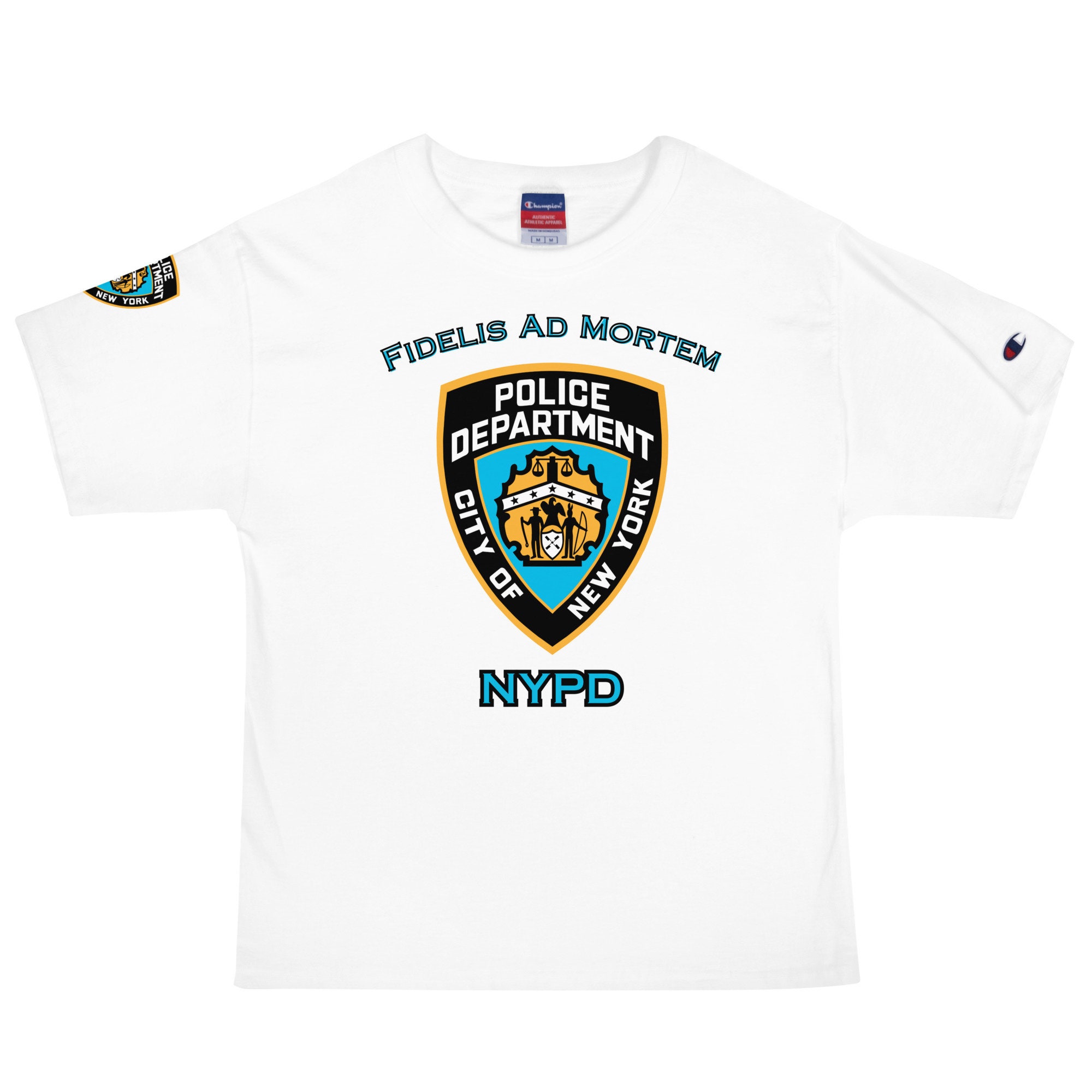 NYPD New York Police Department Patch Logo and "fidelis Ad Mortem" Men's High Quality Champion ...