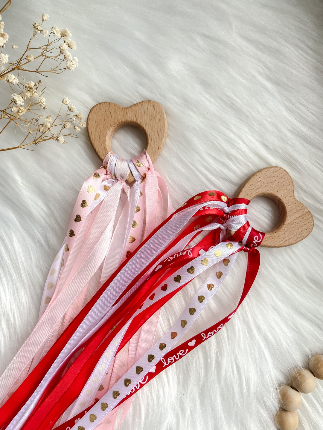 Valentines Baby Sensory Toy, Montessori Ribbon Rings, First Valentines ...