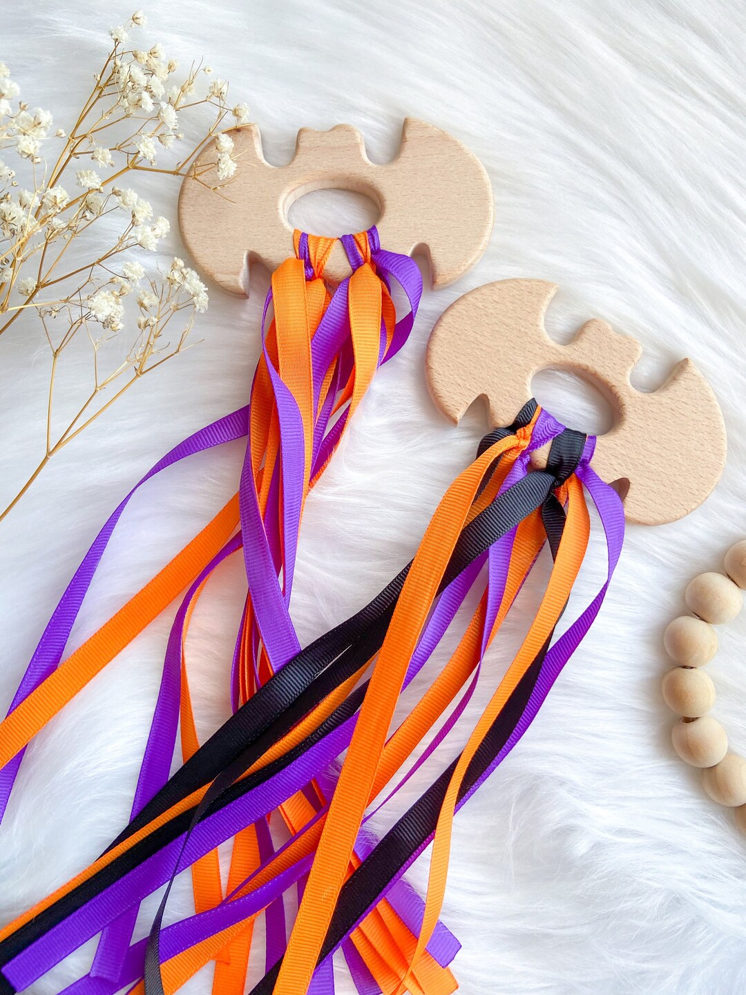 Halloween Baby Sensory Toy, Montessori Ribbon Rings, Halloween Baby ...