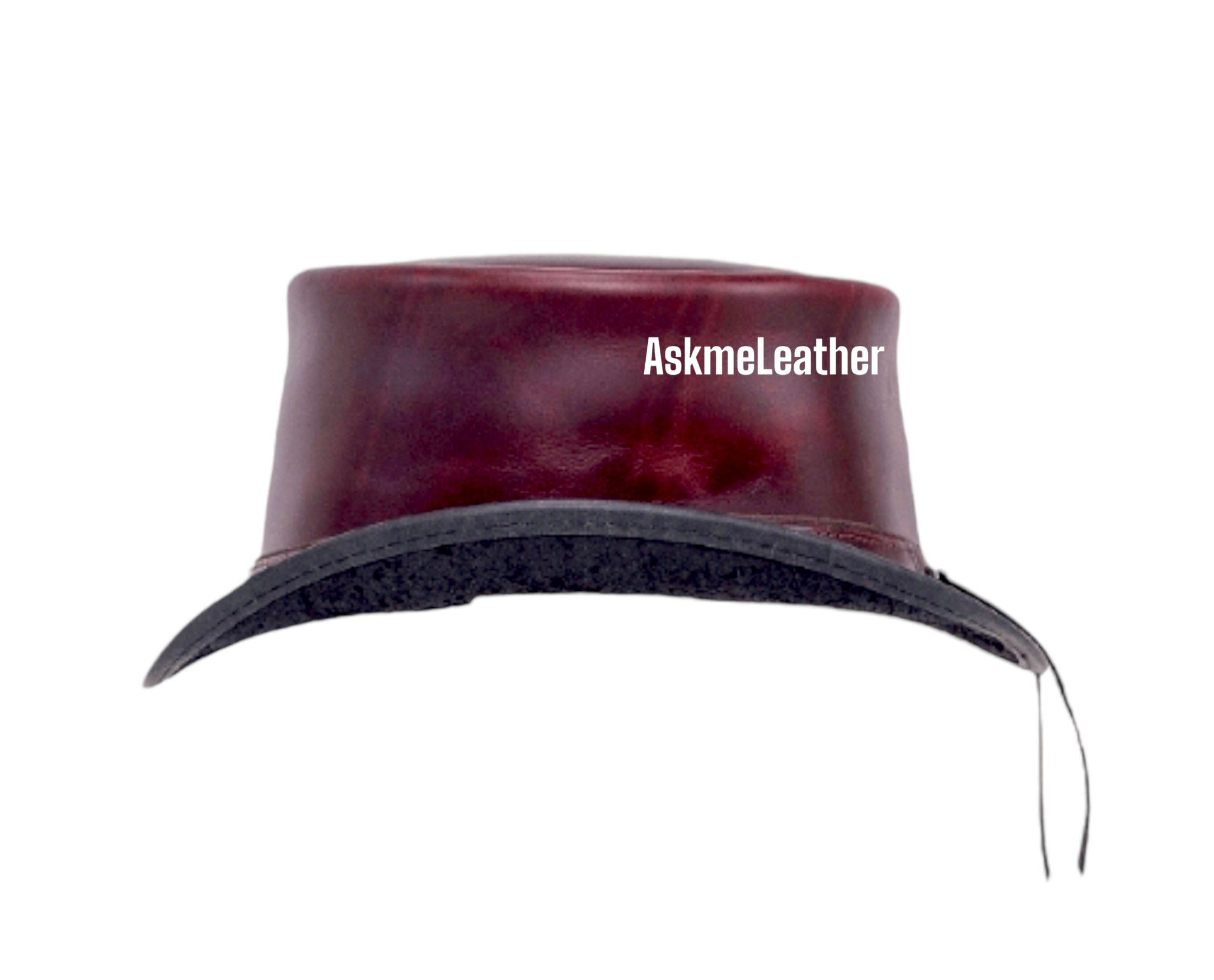 Leather Top Hat Leather Band Maroon Top Hat Handmade With 100% Cowhide ...