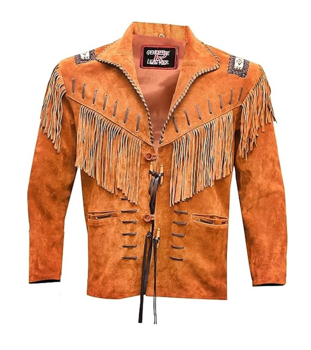Men Native American Jacket | Cowboy Leather Fringe Jacket | Handmade ...