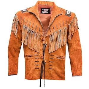 Men Native American Jacket | Cowboy Leather Fringe Jacket | Handmade ...