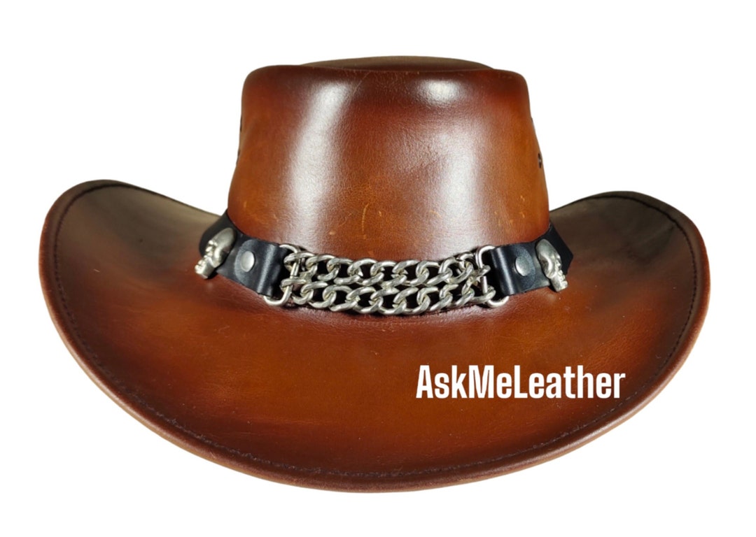 Leather Cowboy Hat Australian Cowboy Hat Handmade Real Leather Cowboy ...