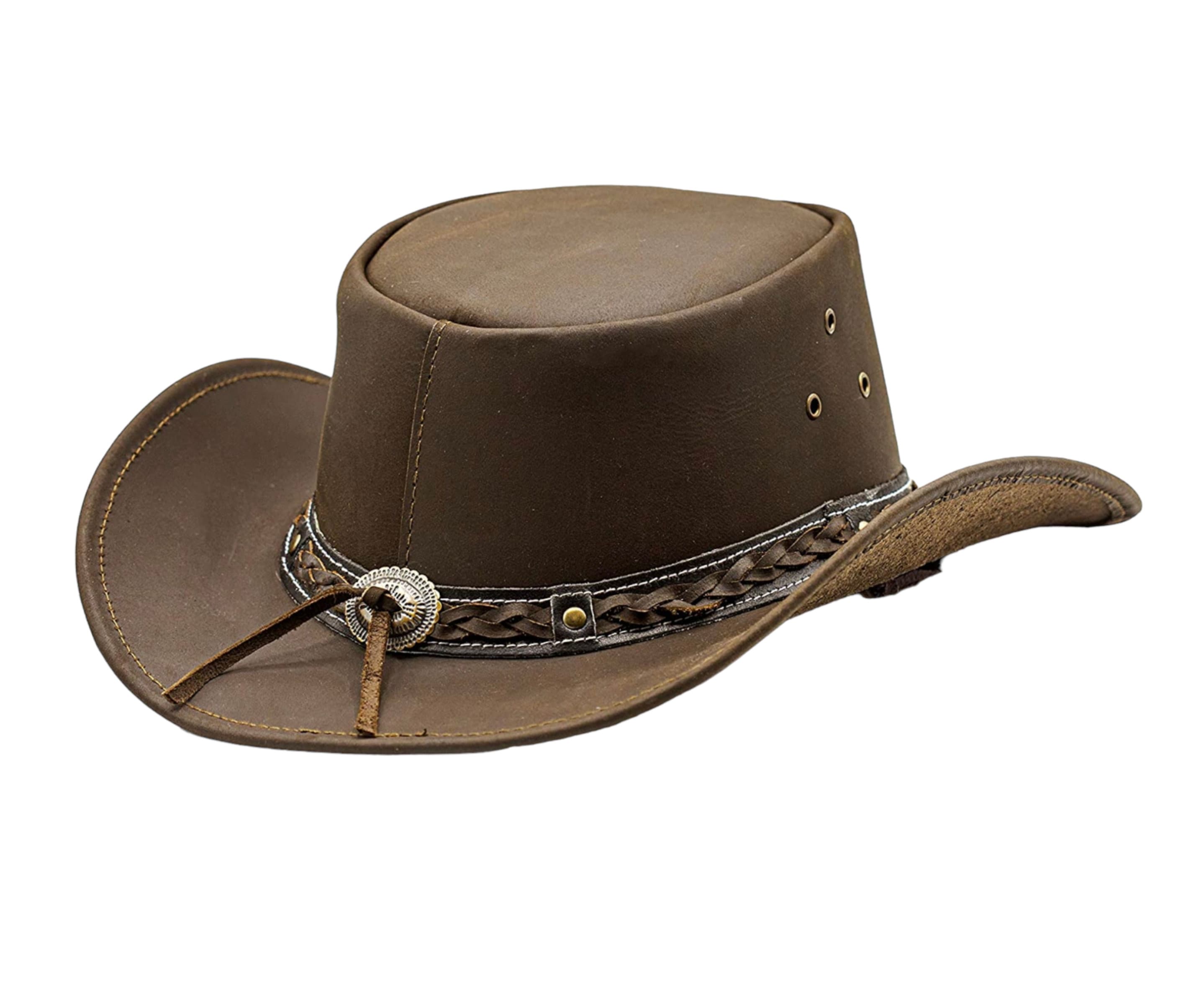 Handmade Leather Australian Cowboy Hat - Brown - Etsy