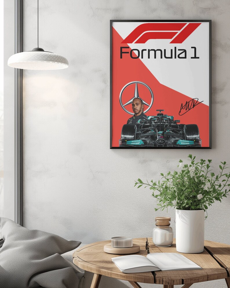Mercedes Formula 1 Lewis Hamilton Classic Car Poster Digital Print in ...