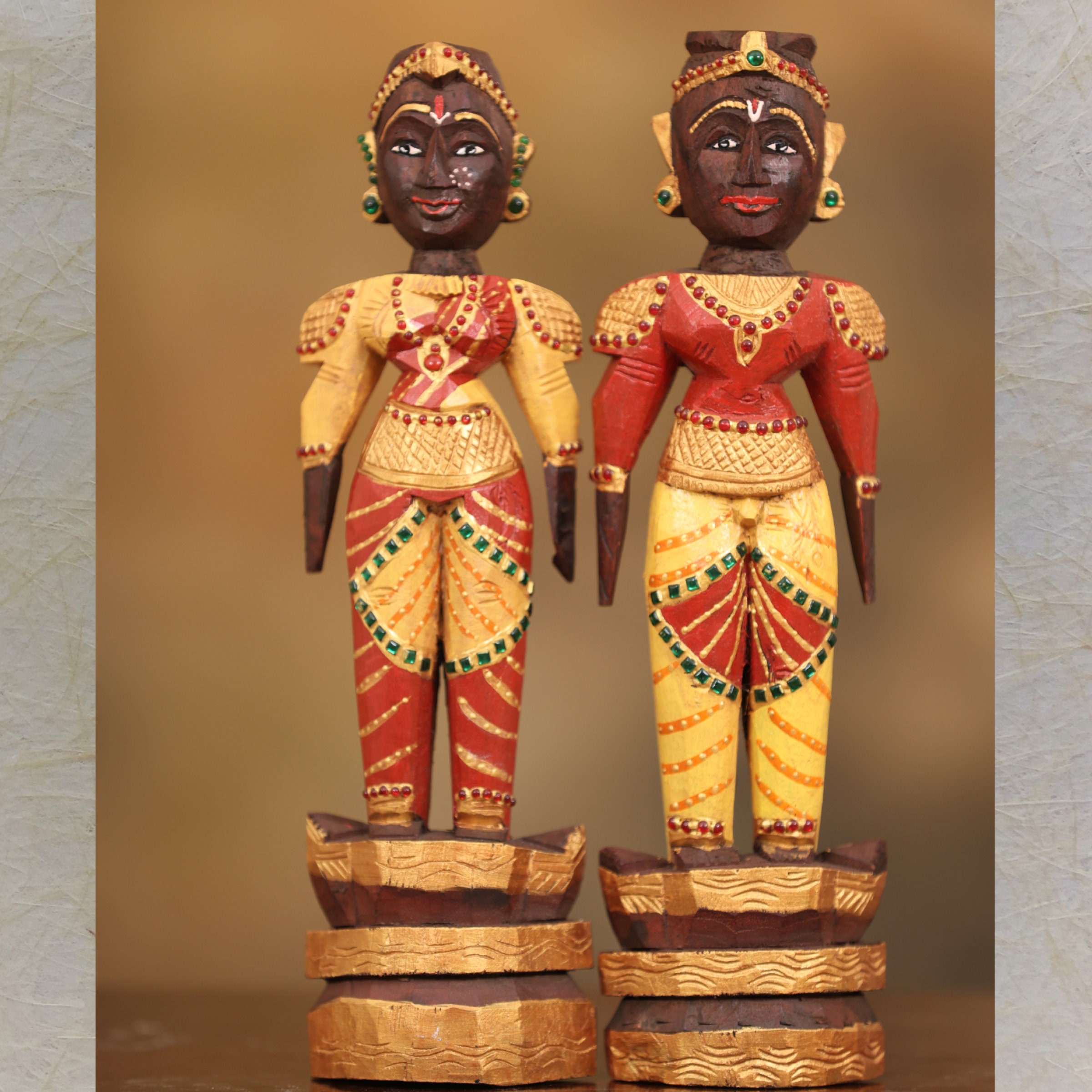 Marapachi Doll Set for Navaratri, Handmade and Hand-painted Wood With ...