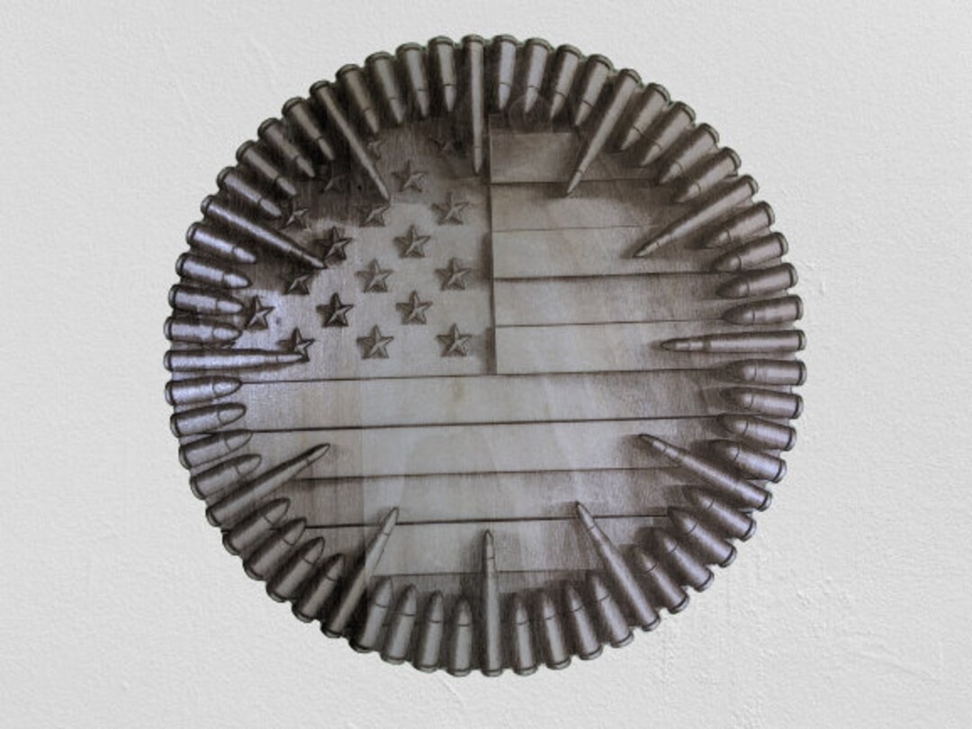 Bullet American Flag Laser Engraving, Wall Art ,art Decor, Laser ...