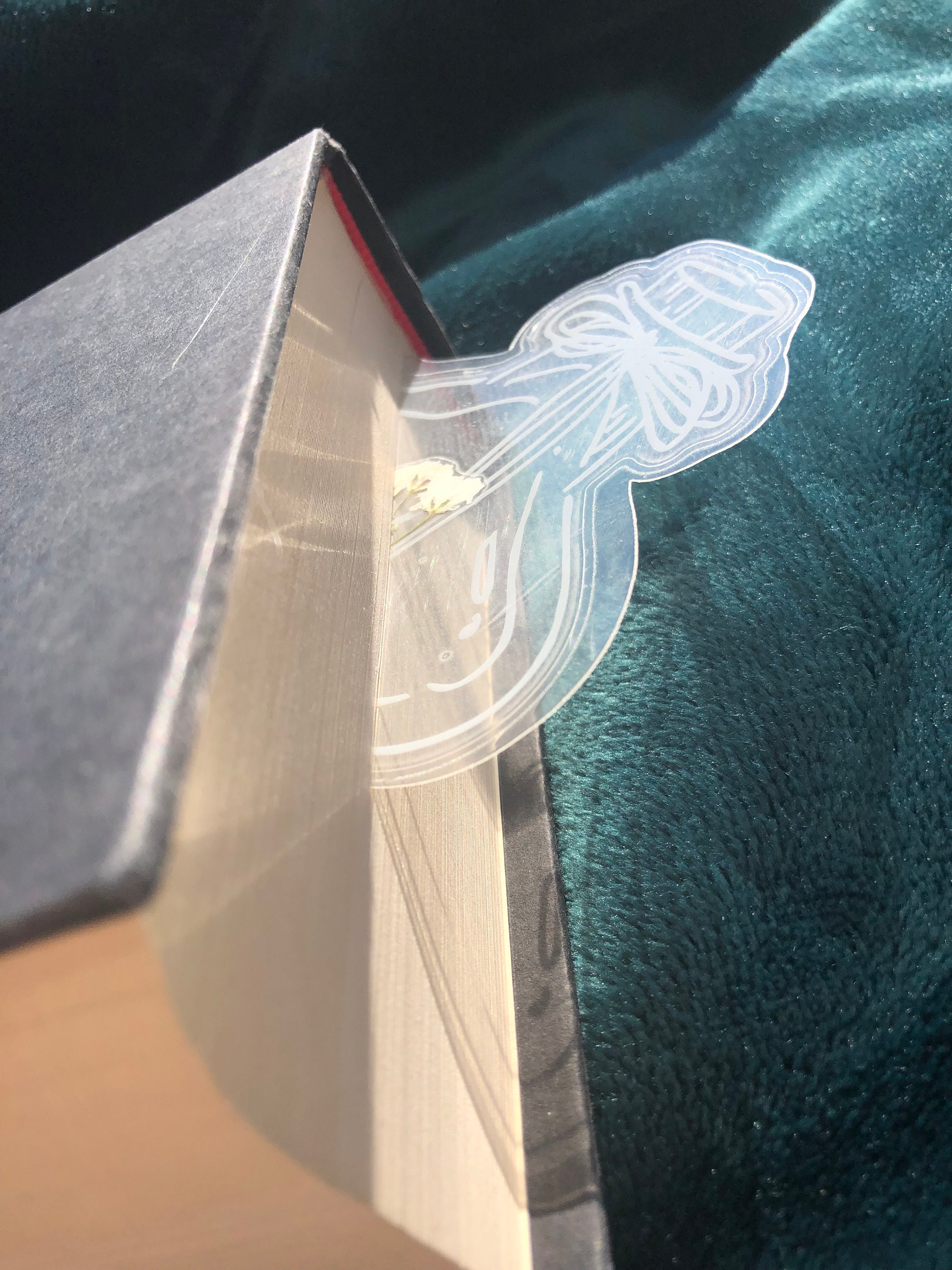 Pressed Flower Bookmark | Line Art Jar | Real Pressed Flower - Etsy