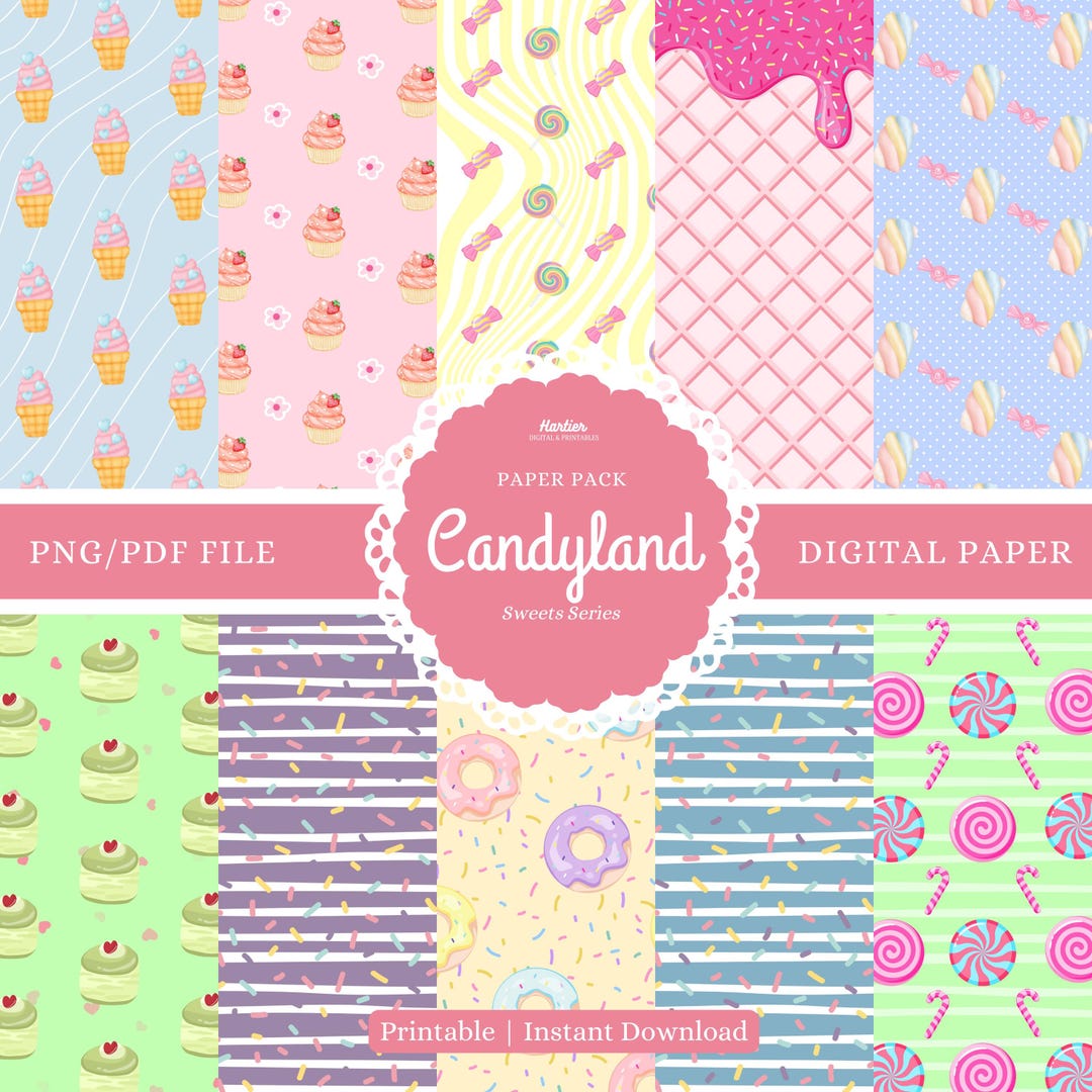 Candyland Printable Deco Paper for Junk Journaling Scrapbooking and ...