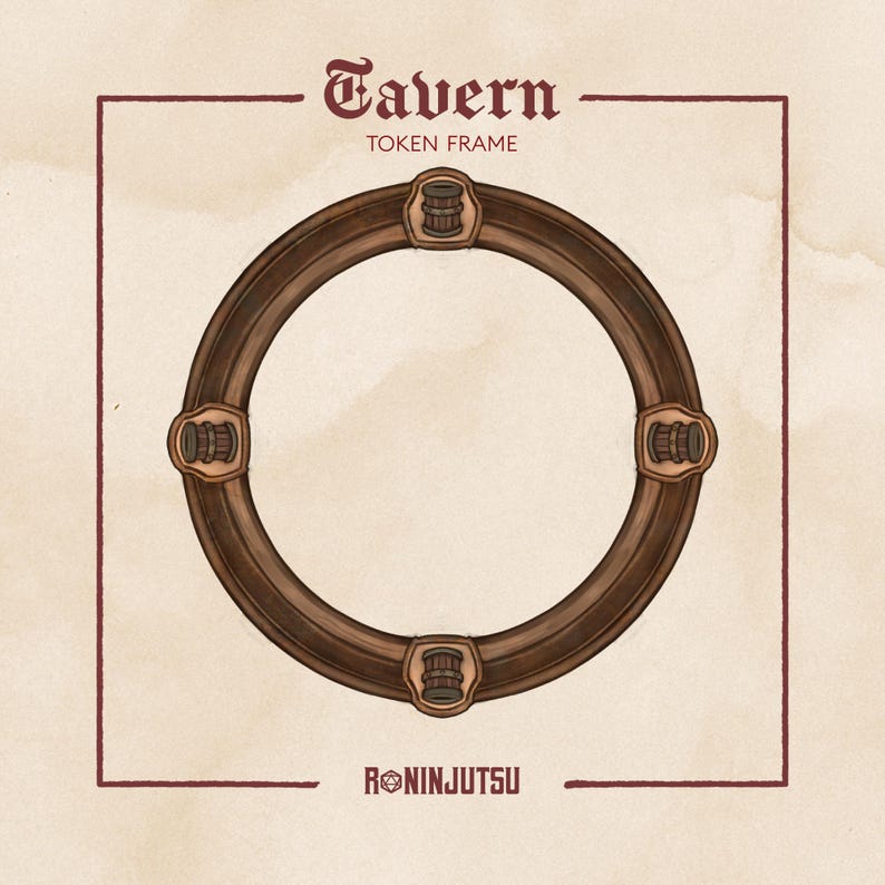 Tavern Wood Beer Mug Token Frame Border for TTRPG dnd, Pathfinder ...