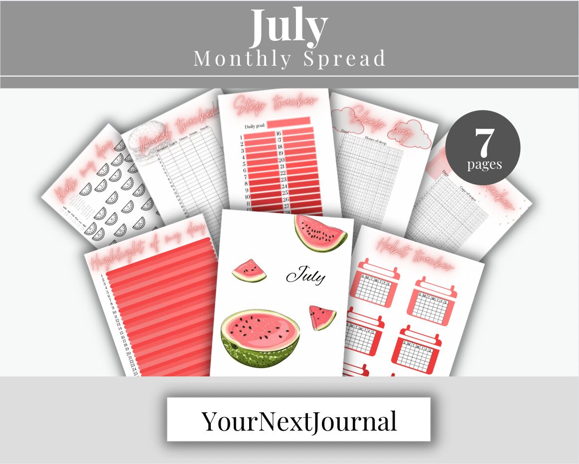 2024 Undated July Planner July Template Bullett Journal Pdf Digital ...