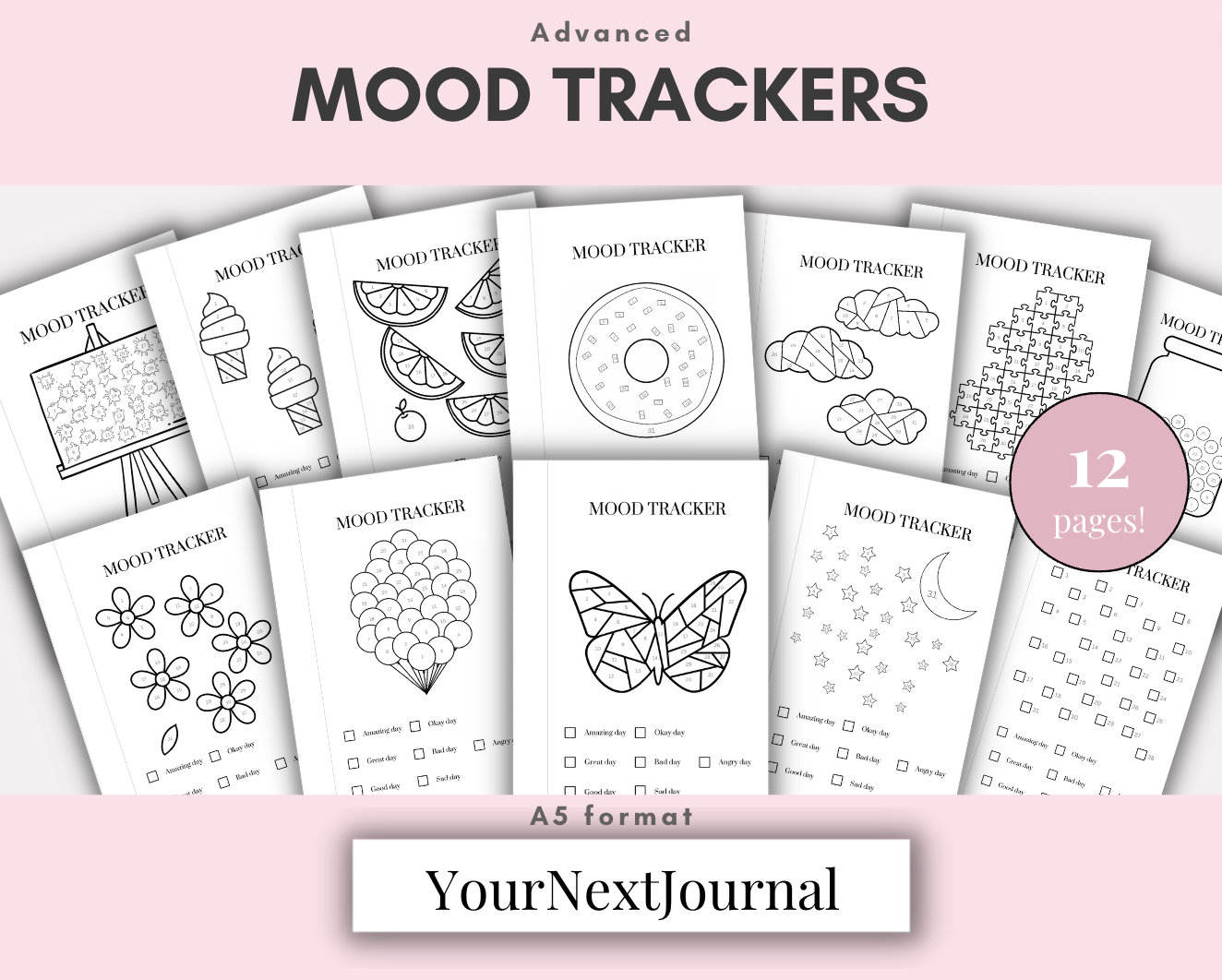 Monthly Mood Tracker | Monthly Planner | Plain Print | Bullett Journal ...