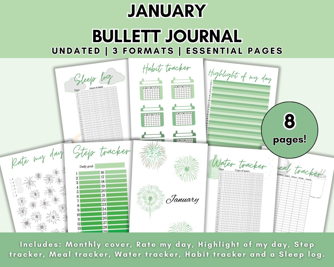 Undated January Planner | January Template | Bullett Journal | Pdf ...