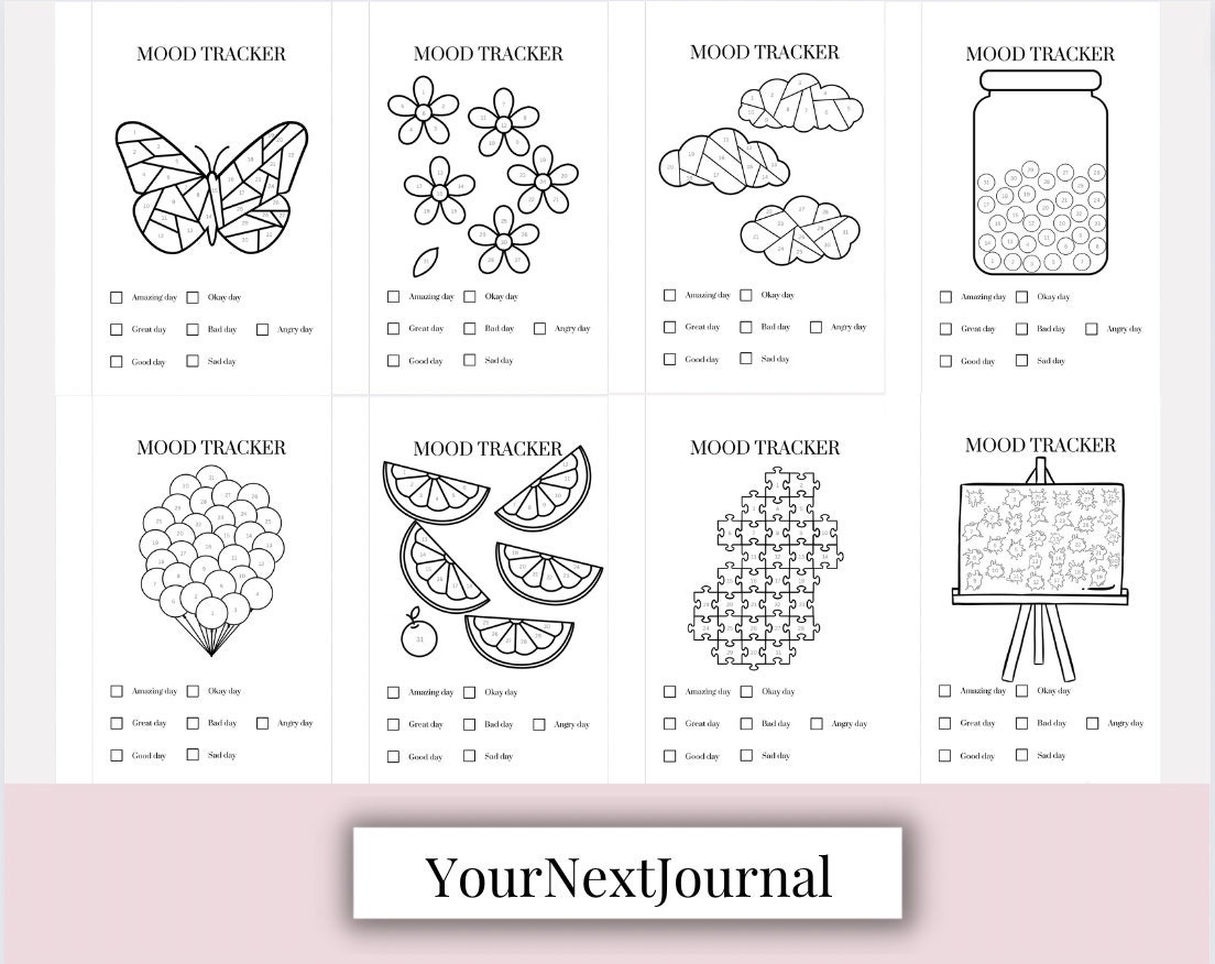 Monthly Mood Tracker | Monthly Planner | Plain Print | Bullett Journal ...