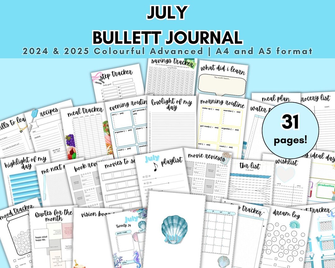 2024 & 2025 July Planner|july Template|bullett Journal|pdf|digital ...