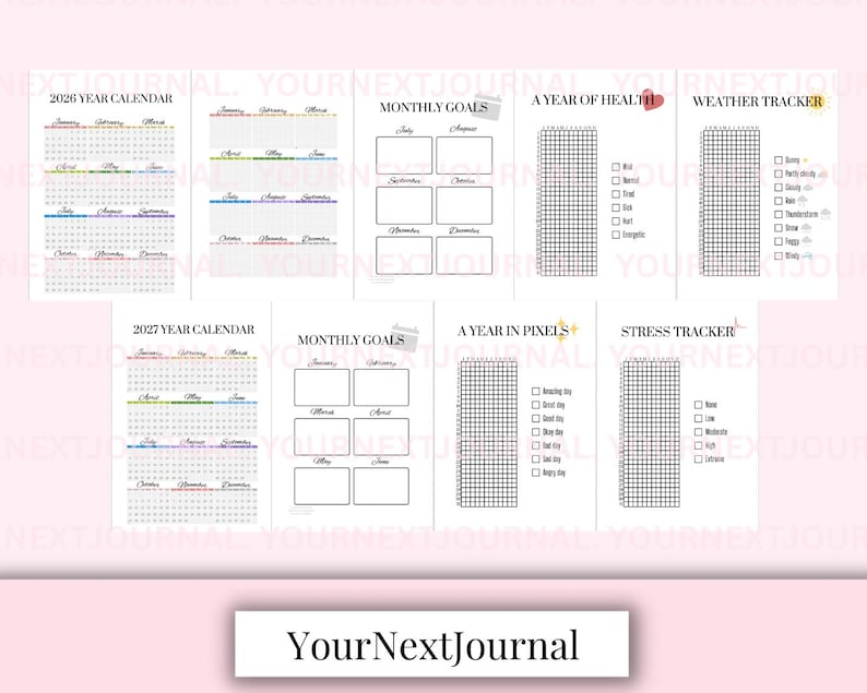 2026, 2027, and Undated Full Year Bullett Journal Kit | Monthly, Yearly ...