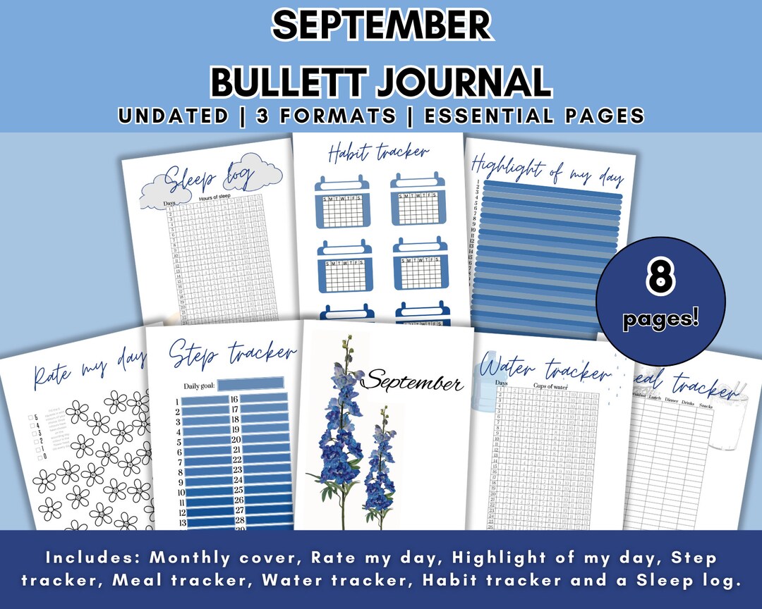 Undated September Planner | Templates | Bullett Journal | Pdf | Digital ...