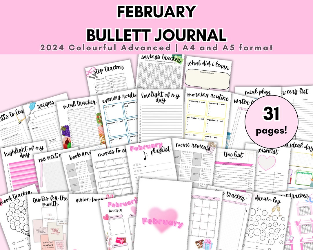 2024 February Planner February Template Bullett Journal Pdf Digital ...