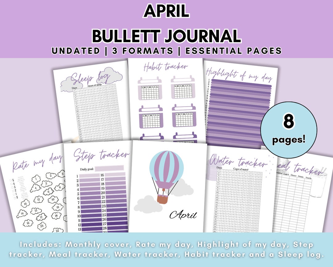 2024 + Undated April Planner | April Template | Bullett Journal | Pdf ...