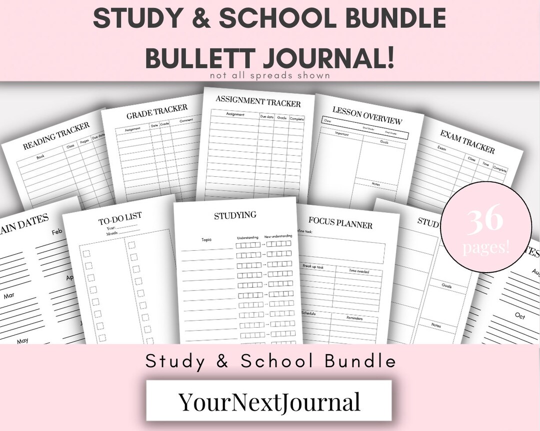 Study & School Bundle Printable|bullett Journal|iep|pdf|student Planner ...