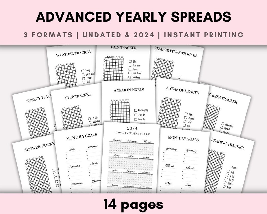 2024 Digital Planner Yearly Planner Plain Print bullett Journal ...