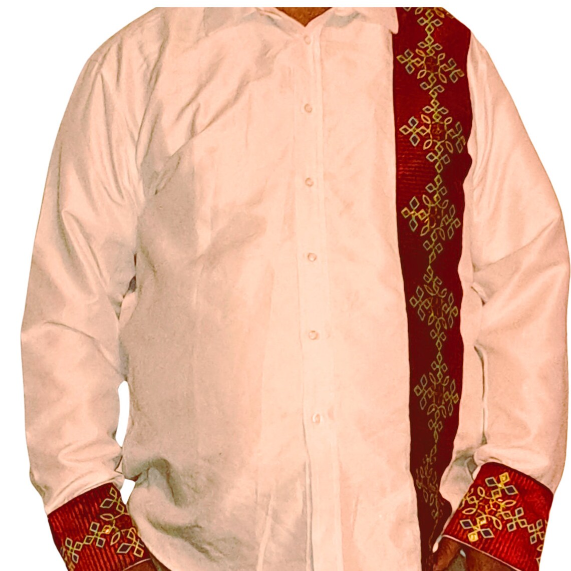 Ethiopia Tibeb Men's Dress Shirt With Red Cross Pattern - Etsy