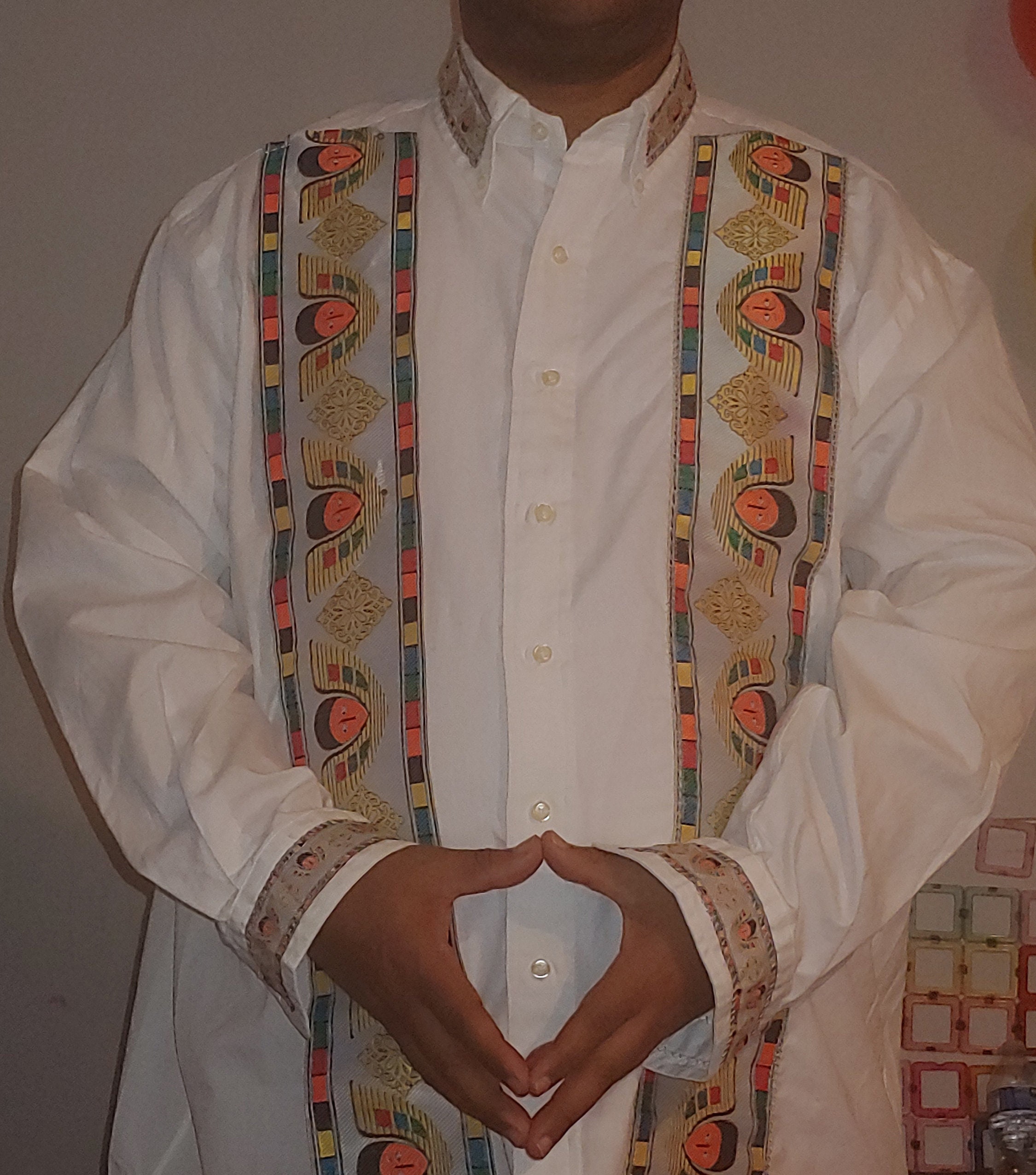 White Dress Shirt for Men With Two Angels Design or Tibeb - Etsy