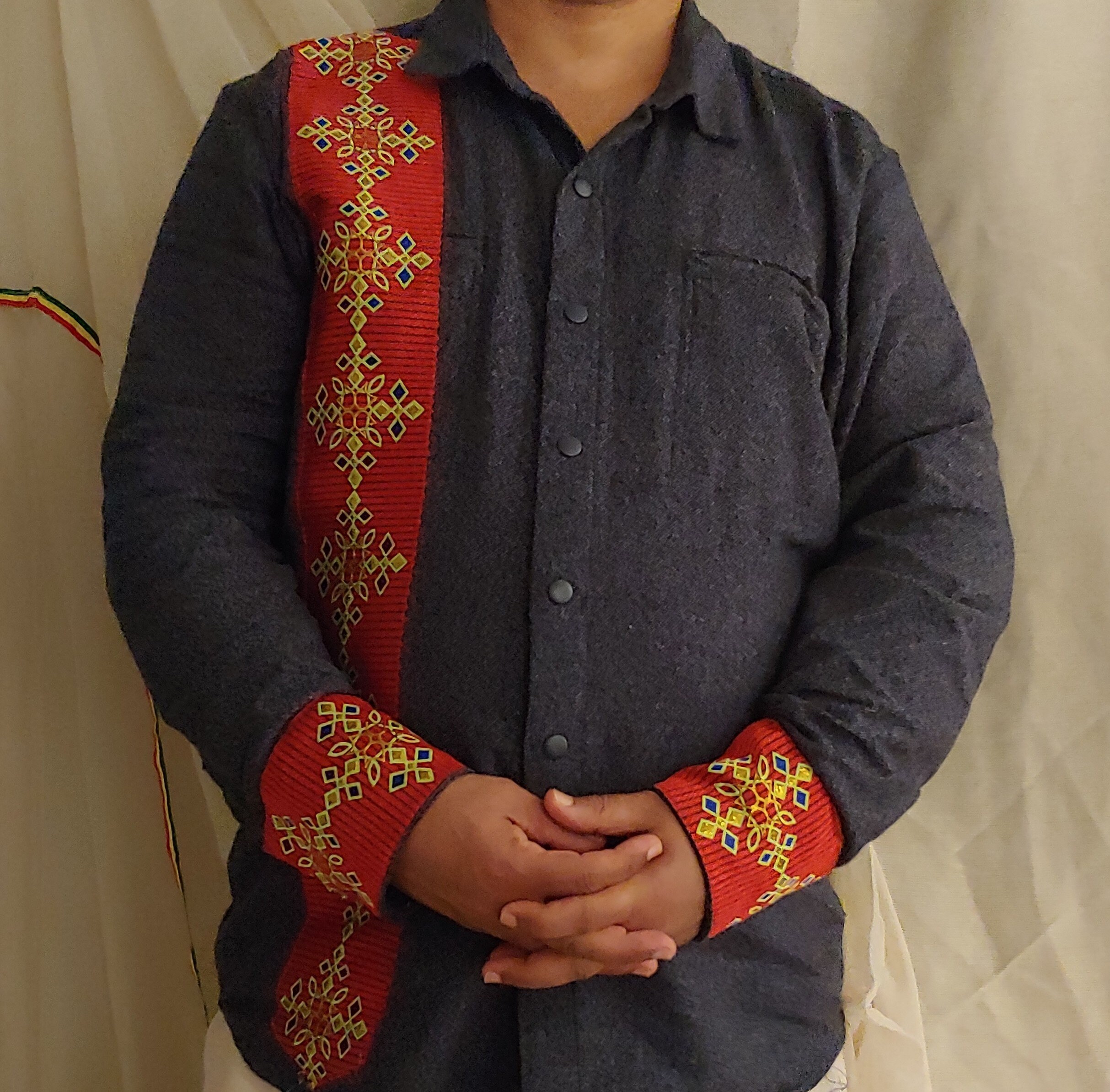 White Dress Shirt for Men With Two Angels Design or Tibeb - Etsy