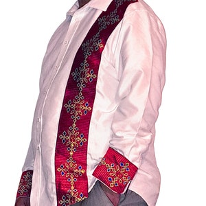 Ethiopia Tibeb Men's Dress Shirt With Red Cross Pattern - Etsy
